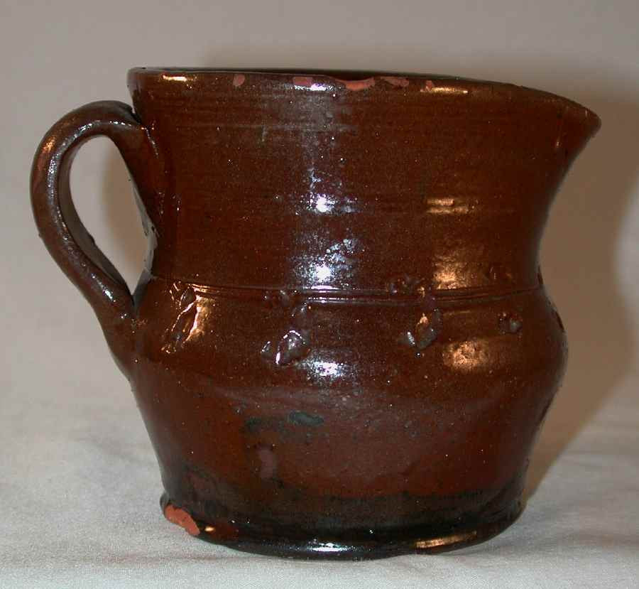 Antique Redware Creamer Lead Glazed Brown Colored Impressed Flower Dec – Giamer Antiques and ...