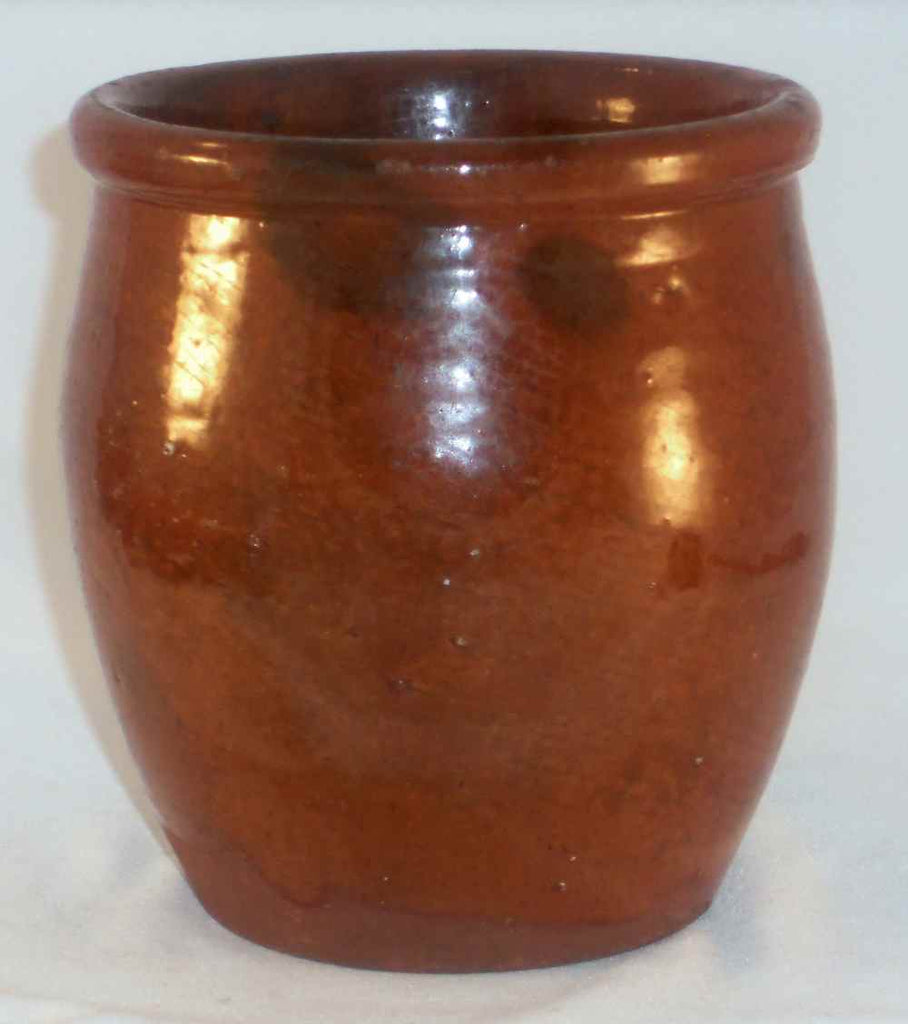 Antique Primitive Manganese Glazed Redware Apple Butter Crock Southeas ...