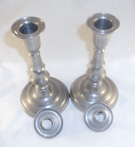 Pair Antique Pewter 7" Tall Candlesticks Roswell Gleason Dorchester MA ...