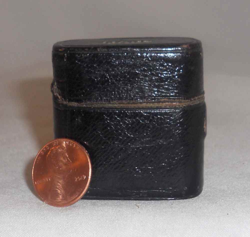 Antique Leather Covered Metal Match Safe or Vesta Push Button & Intern ...
