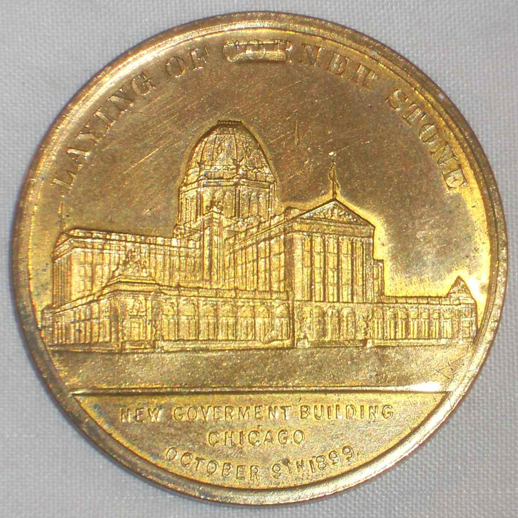 1899 Gilt Bronze Medal Admiral Dewey Laying Cornerstone Government Bld ...