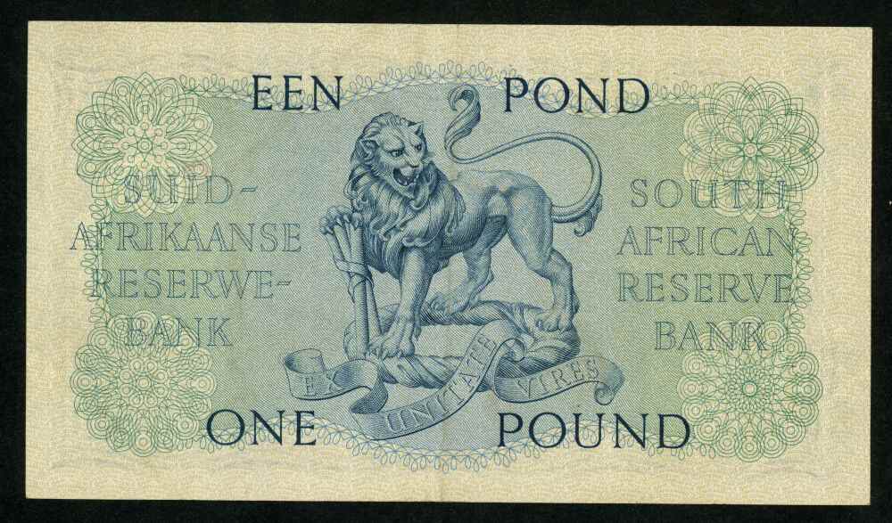 Currency 1956 South African Reserve Bank One Pound Banknote Van Riebee ...