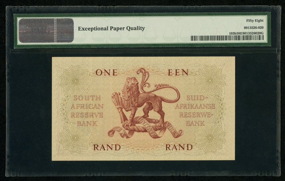 1962 South African Reserve Bank One Rand Banknote Van Riebeeck P# 103b ...