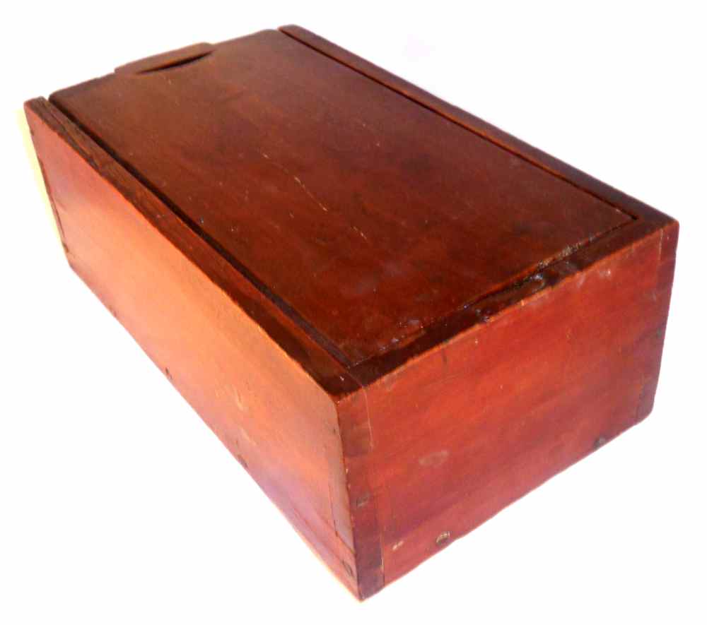 Antique Yellow Pine Wooden Primitive Candle Box with Slide Lid Red Was ...