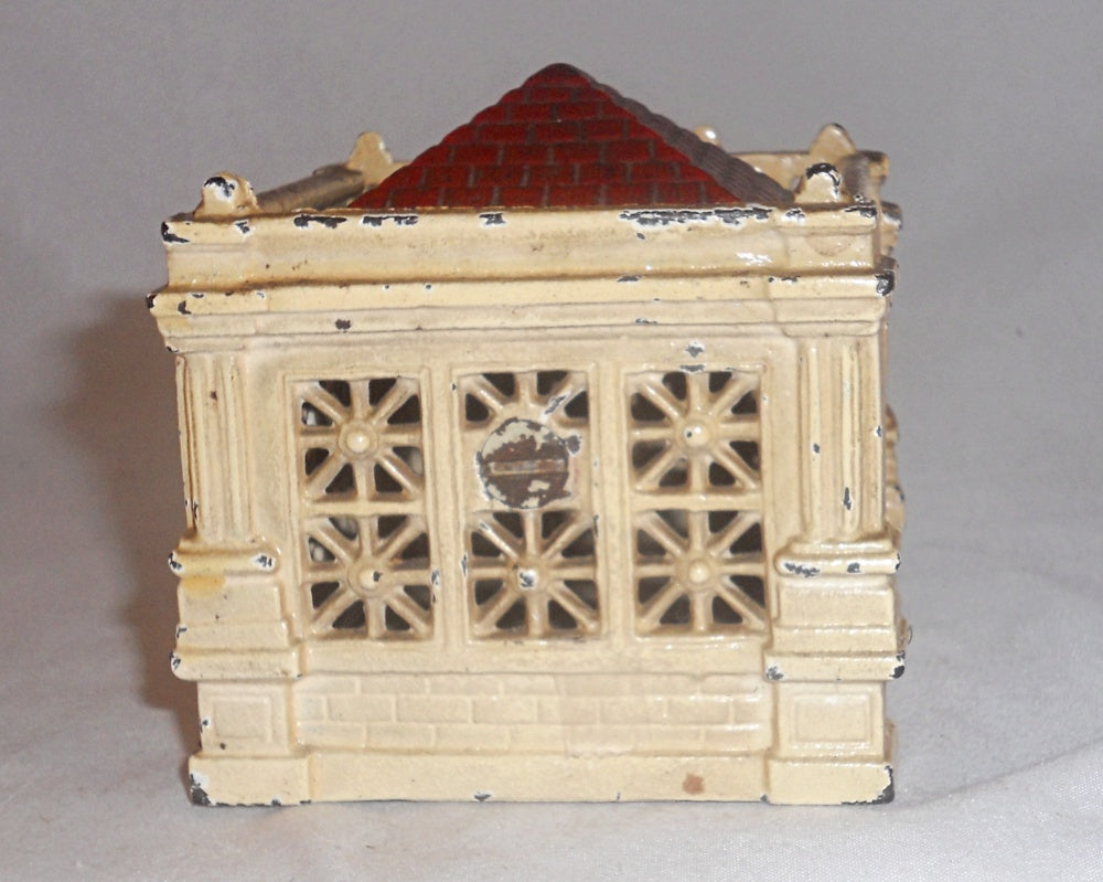 Antique Cast Iron US Treasury Bank Building Still Penny Bank Grey Iron ...