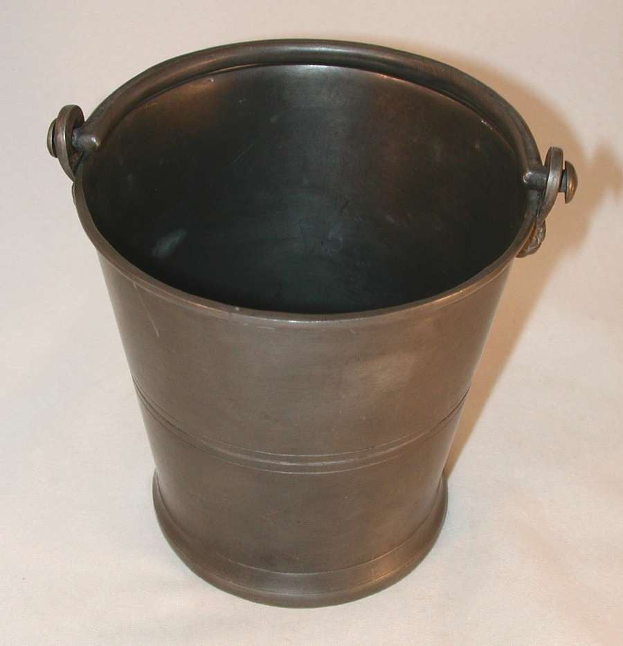 Unusual Vintage Pewter Bucket with Handle Marked RM Over Fruits & Serp ...