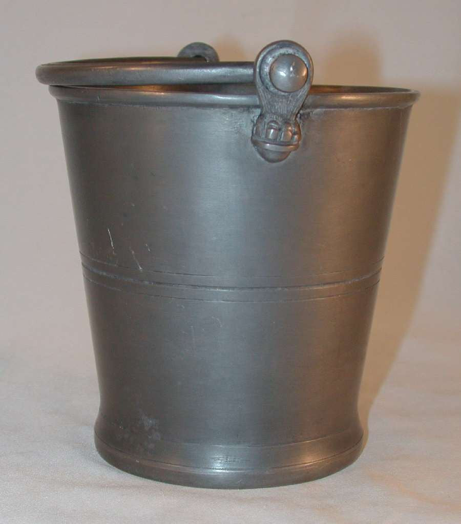 Unusual Vintage Pewter Bucket with Handle Marked RM Over Fruits & Serp ...