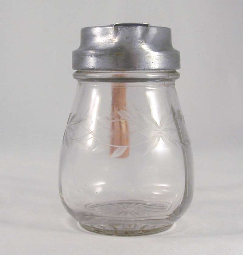 Antique Clear Etched Glass Table Top Syrup Metal Top Bakelite Handle ...
