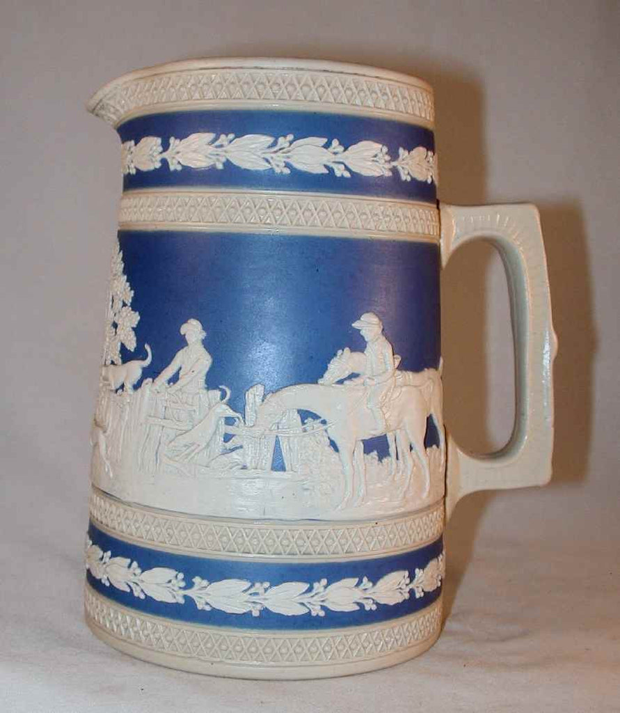 Antique Copeland Jasperware Tall Pitcher with Hunting Scene Marked "Co ...