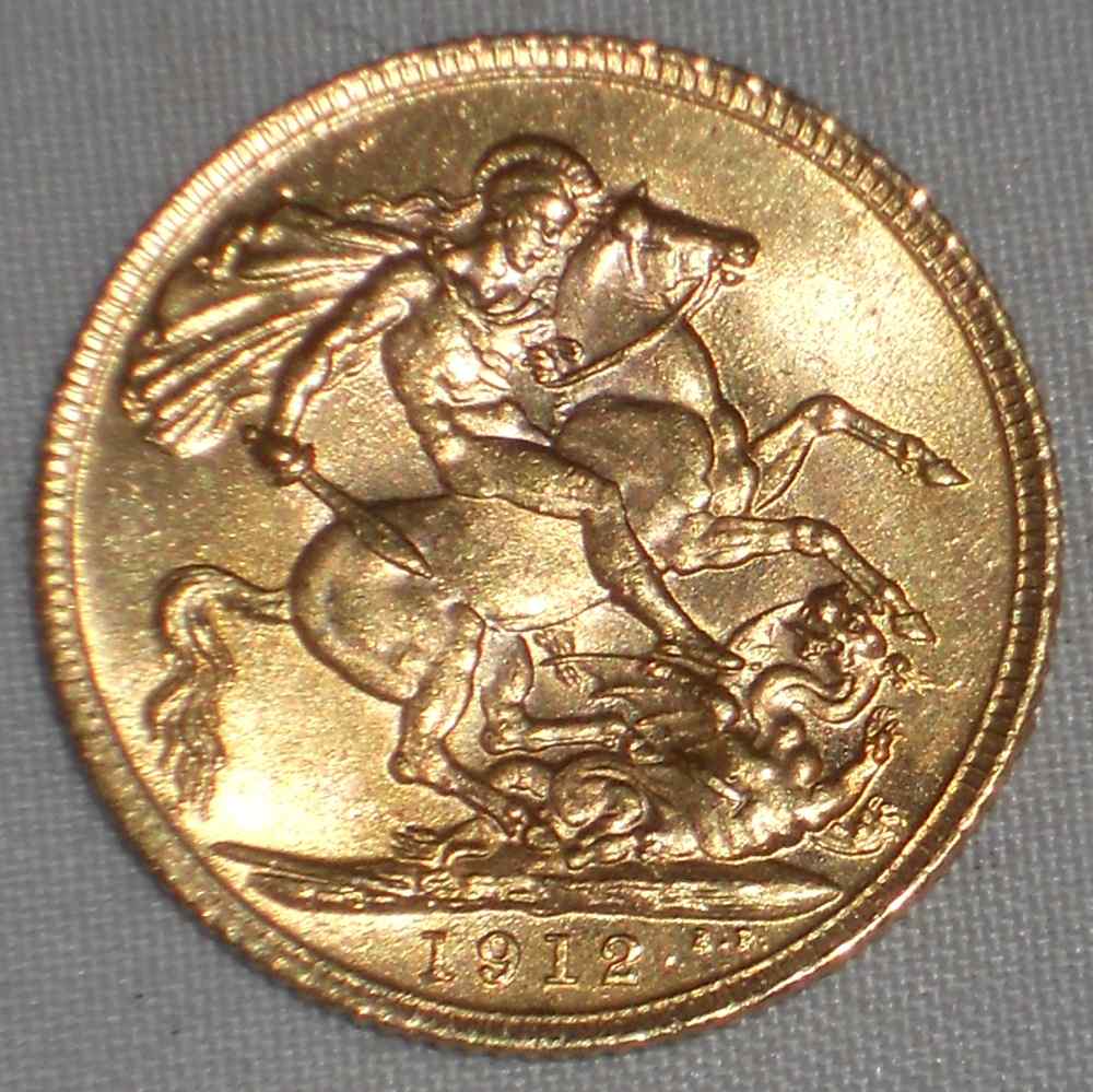 1912 Gold Coin from Great Britain Sovereign Having George V Head Left ...