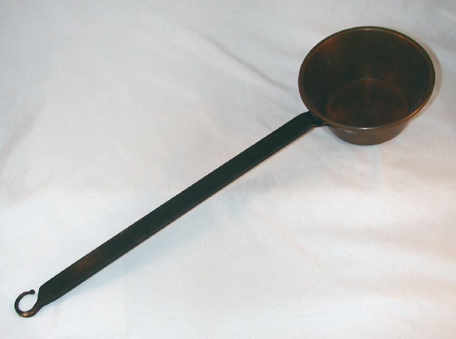 Vintage Wrought Iron and Brass Ladle with Rat Tail Handle Southeastern ...