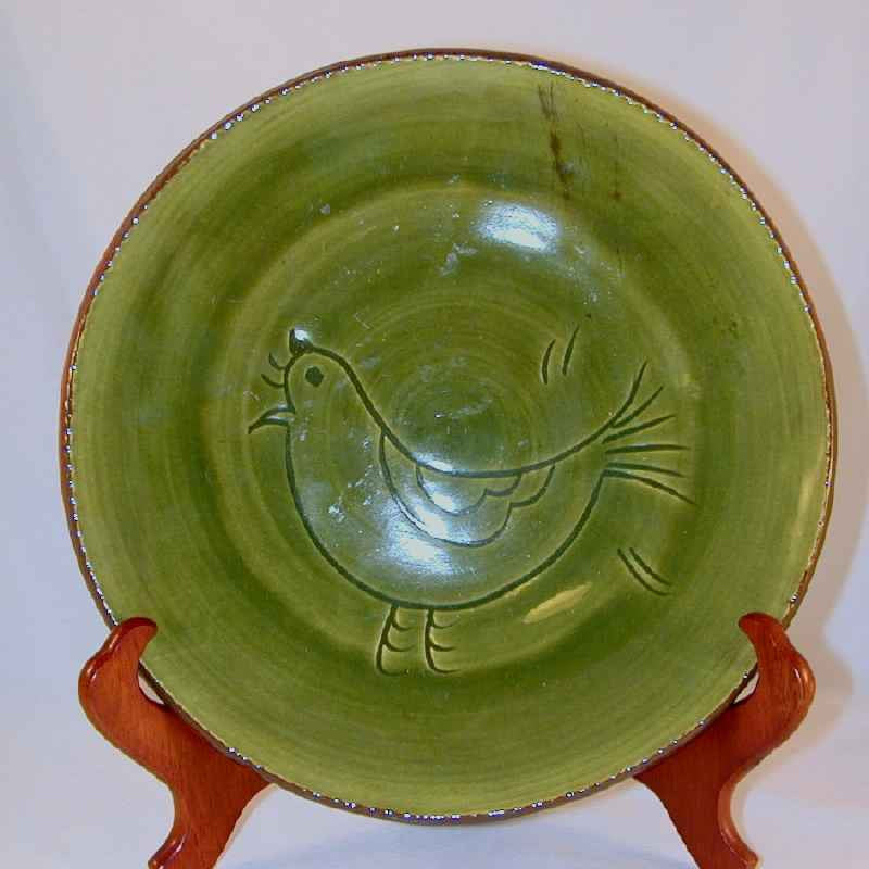 Dorothy Long Glazed Redware Plate Sgraffito Decoration Bird – Giamer ...