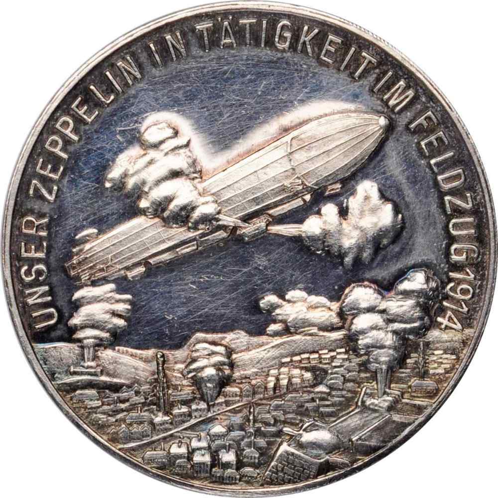 1914 Portrait Silver Medal Ferdinand Graf von Zeppelin Airship Bombing ...