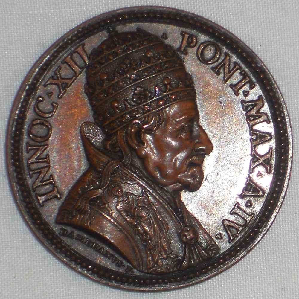 1694 Papal Bronze Medal Pope Innocent XII A. IV New Palace for The Cur ...