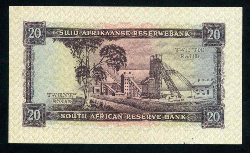 Currency 1962 South African Reserve Bank 20 Rands Banknote Van Riebeec ...