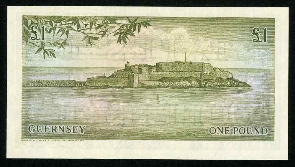 1969-75 State of Guernsey Currency One Pound Banknote P# 45b Crisp Unc ...