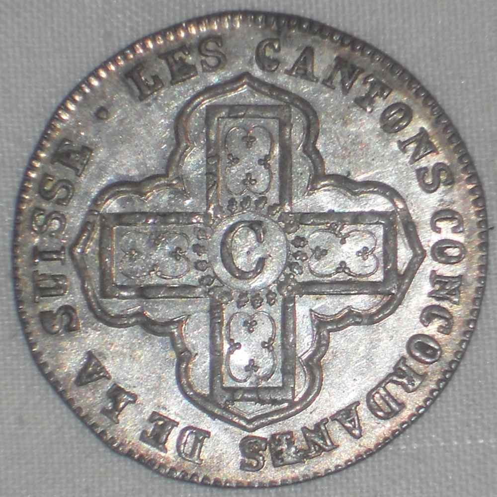 Nice 1828 Billon Coin From Switzerland Swiss One Batzen Canton Vaud AU ...