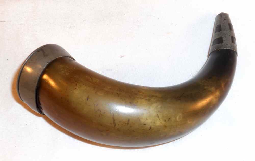 Antique Scottish Snuff Mull Bovine Horn with Pewter Hinged Lid & Reinf ...