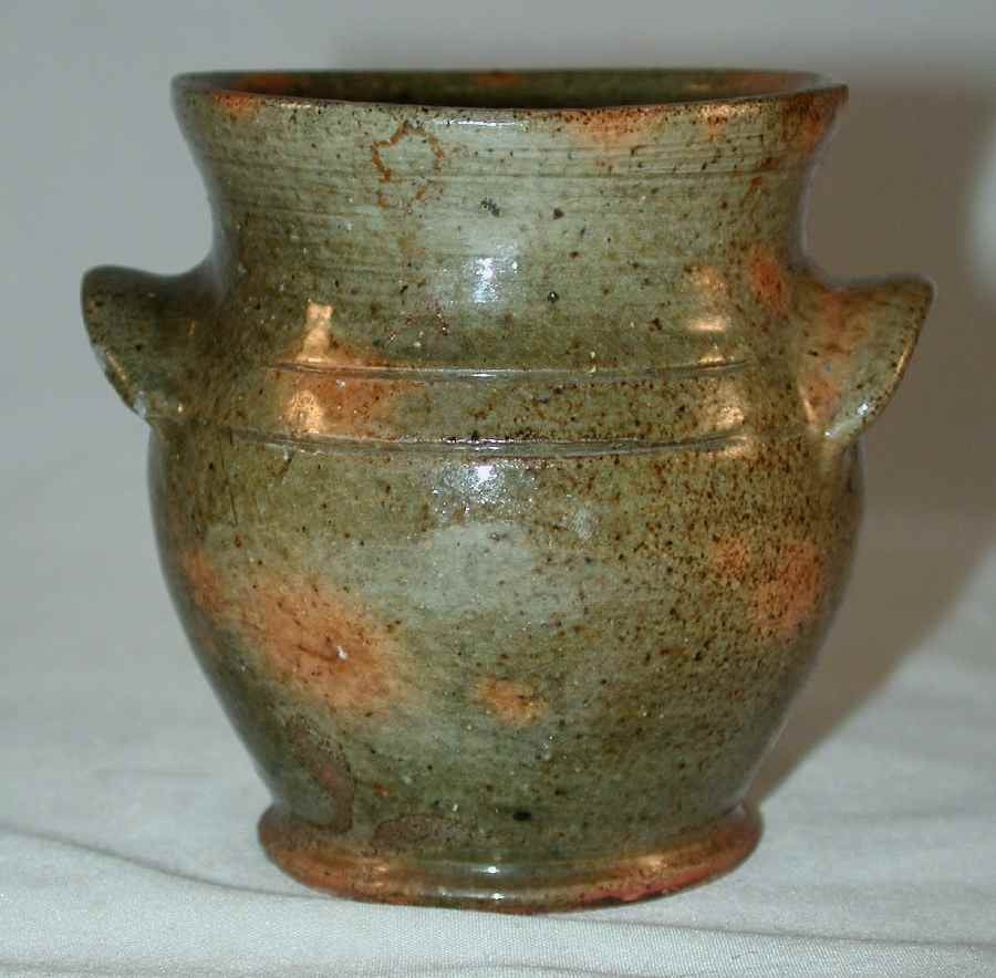 Rare 1940 Redware Mini Bulbous Jar Domed Lid and Applied Ear Handles L ...