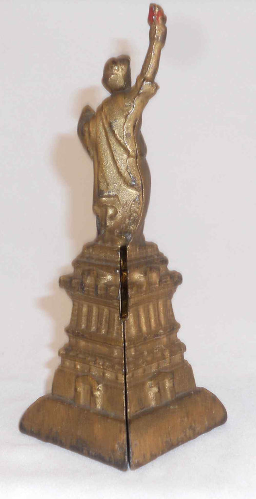 Antique Cast Iron Gold Colored Still Penny Bank Statue of Liberty By A ...