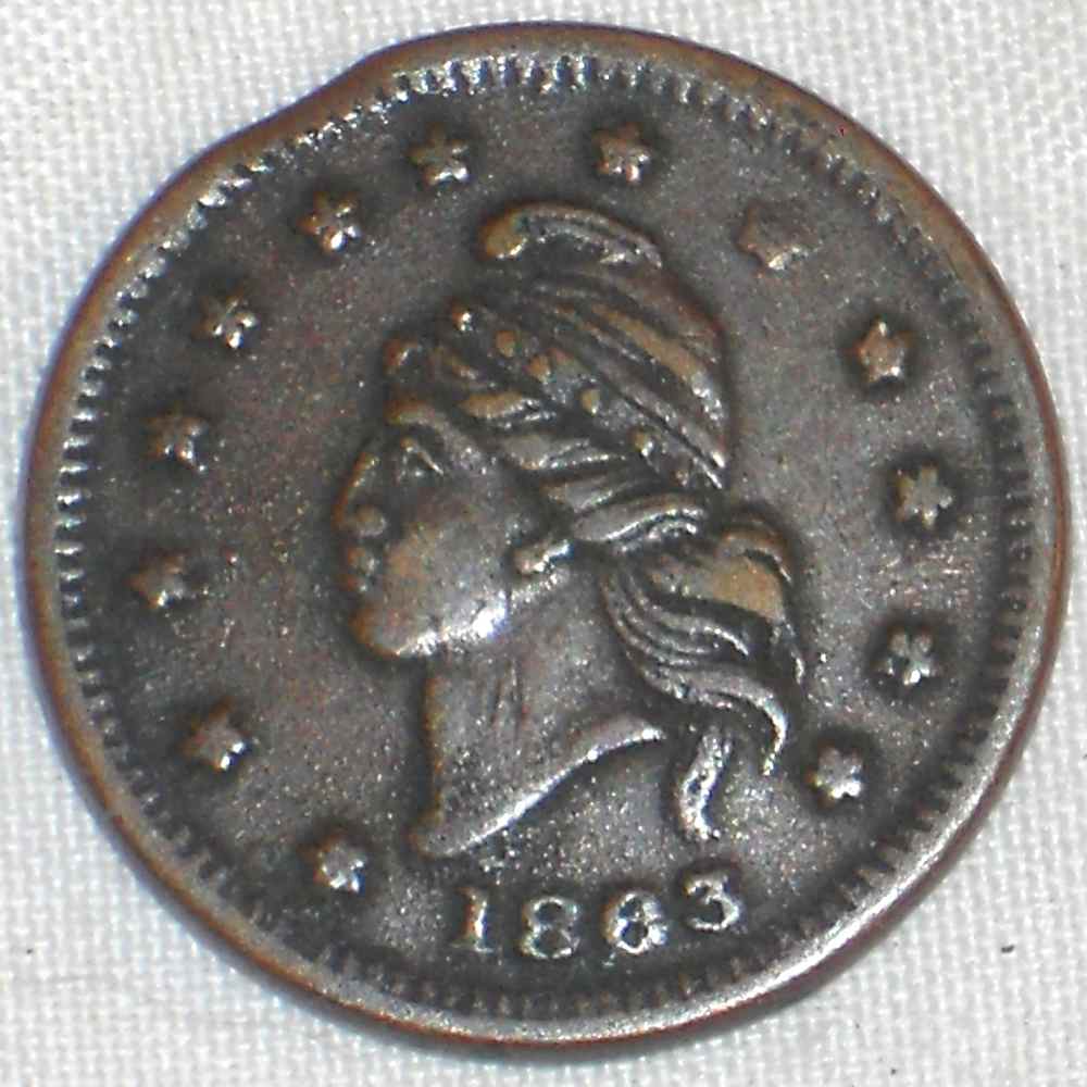 1863 Patriotic Civil War Copper Token French Liberty Head Union For Ev ...