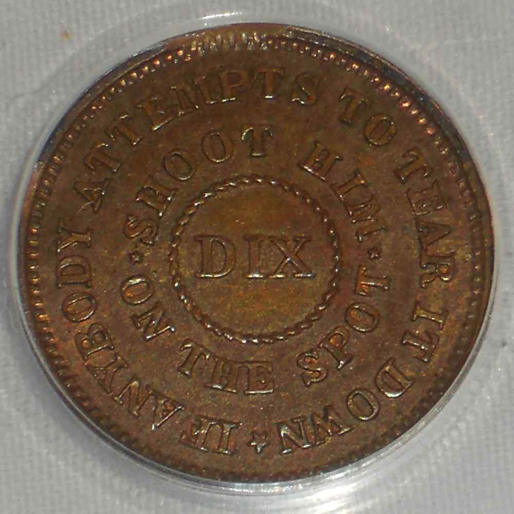 1863 Copper Patriotic Civil War Token Flag Our Union/Shoot Him On Spot ...