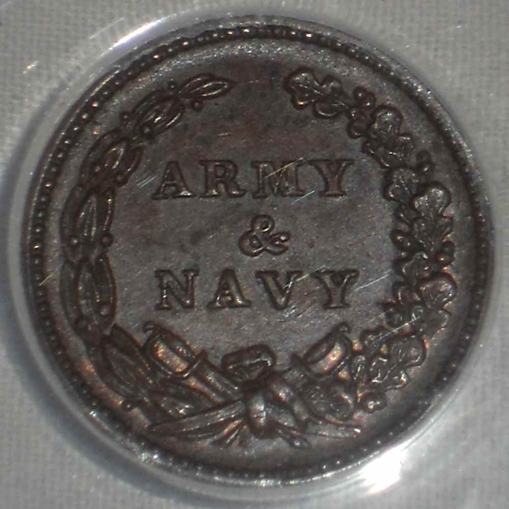 1863 Copper Civil War Token French Liberty Head Army & Navy Fuld 10/29 ...