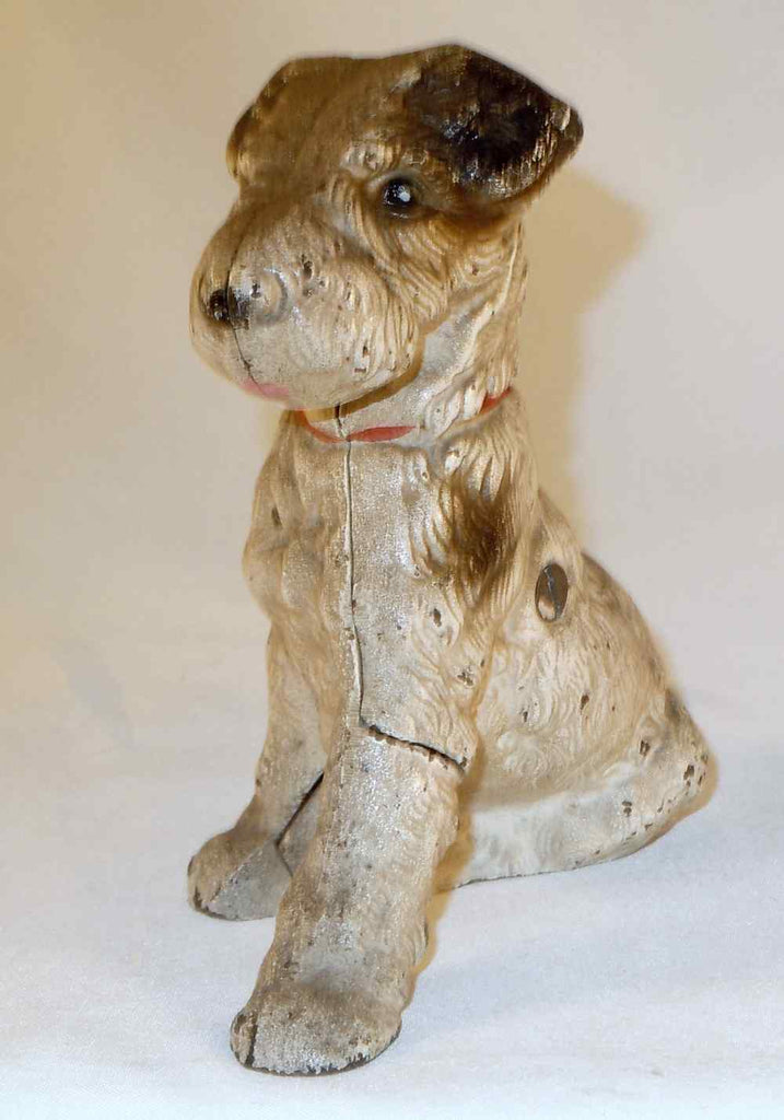 Antique Hubley Cast Iron Dog Still Penny Bank Wirehair Terrier in Red ...